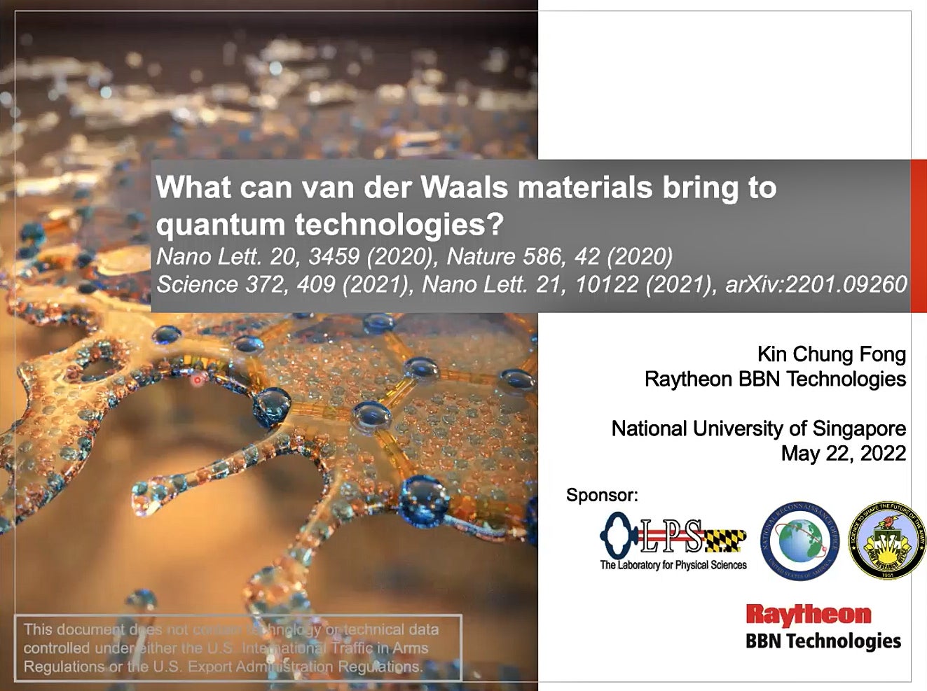 Dr. Kin Chung Fong on “What Can Van Der Waals Bring to Quantum ...